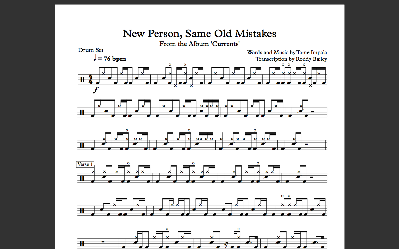 New Person, Same Old Mistakes Drum Chart - Roddy Bailey